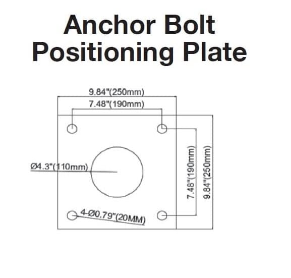 15 Foot Square Steel Light Pole | 4 Inches Wide | Anchor Base