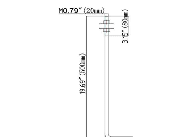 20 Foot Steel Square Light Pole | 4 Inches Wide | 11 Gauge