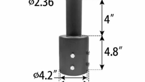 4 Inch Round Pole Tenon Adapter | 2 3/8 Inch Tenon | Bronze